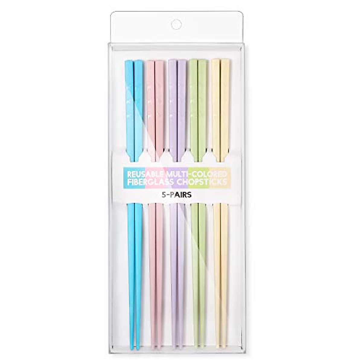 Hiware Reusable Fiberglass Chopsticks Dishwasher Safe, Lightweight, Multicolor - 5 Pairs Gift Set