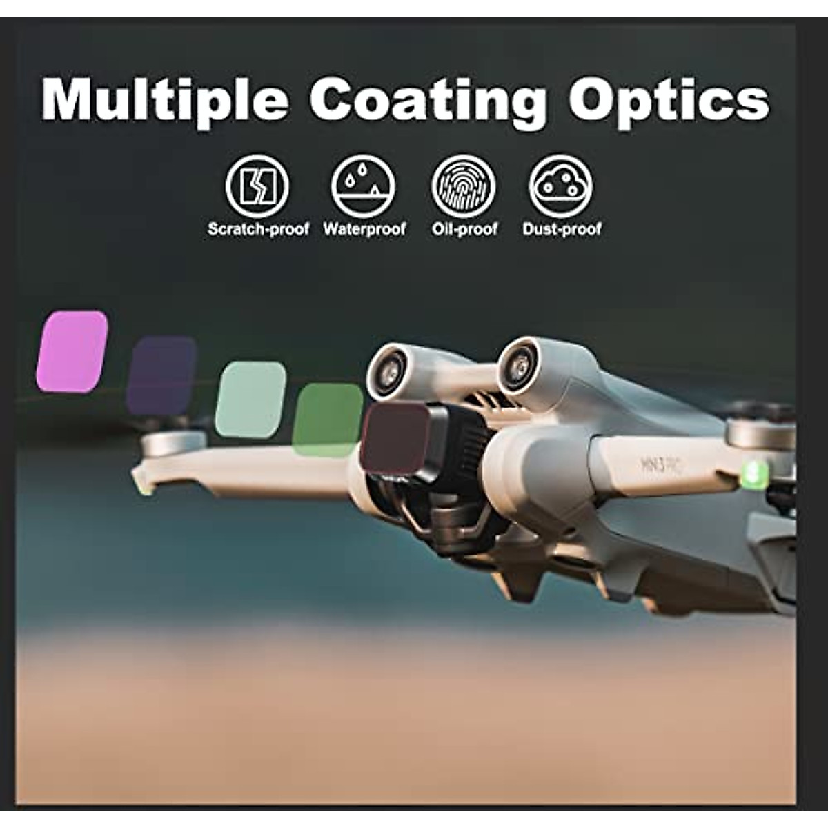 Artman ND Filter Sets for DJI Mini 3 / Mini 3 Pro, 6-Pack CPL UV ND8 ND16 ND32 ND64 Filters Accessories (Aluminum Alloy Frame Version)