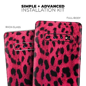 DesignSkinz Fuzzy Real Pink Leopard Print Protective Vinyl Decal Wrap Skin Cover Compatible with The Samsung Galaxy S20 (Screen Trim & Back Glass Skin)