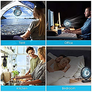 Camping Fan with LED Lights 7-Inch, Rechargeable 5000mAh Tent Fan Battery Operated/USB Personal Fan for Camping RV BBQ Travel Home Office Desk Indoor Outdoor...