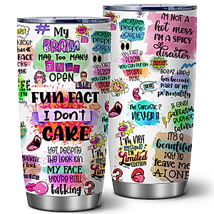 ATHAND 20 Oz Funny Sarcastic Quotes for Women,Birthday Gift for Women Girls,Idea for Best Friend Bestie, Coworker Mom Wife Coffee Travel Mug,Mom's Day Present,Multicoloured Insulated Tumbler with Lid