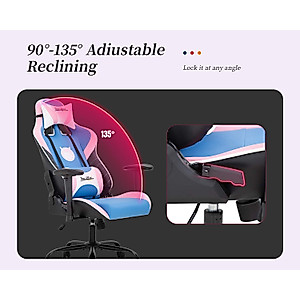 PC Gaming Chair Racing Office Chair E-Sports Computer Chair with Lumbar Support Adjustable Headrest 2D Armrest Rolling Swivel Game Chair Task Ergonomic PU Leather Desk Chair
