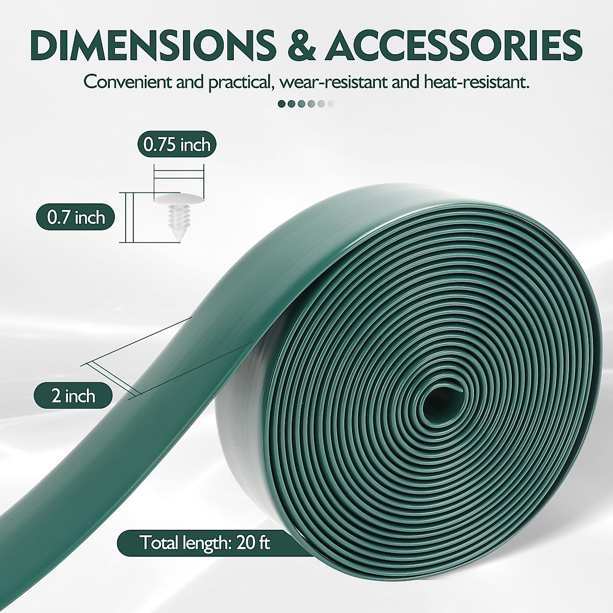 LukLoy 2" Wide Vinyl Straps for Patio Chairs Repair 20ft Long Patio Garden Furniture Replacement Straps with 20 Rivets, Dark Green