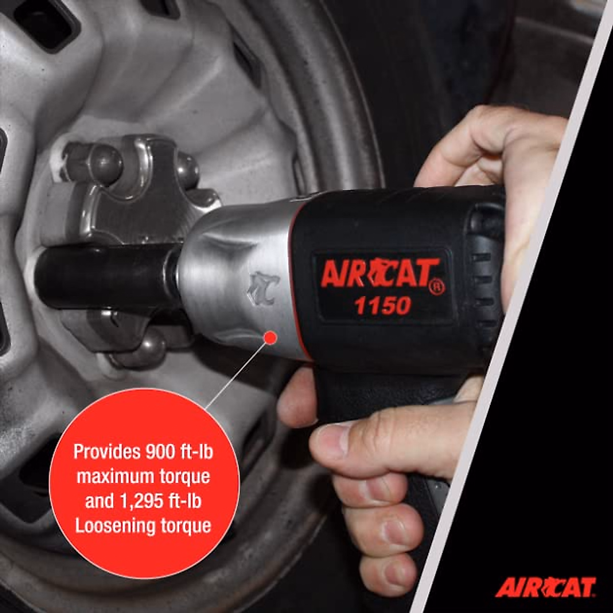AIRCAT Pneumatic Tools 1150 1/2-Inch Drive Killer Torque Composite Impact Wrench 1295 ft-lbs, with coupler set