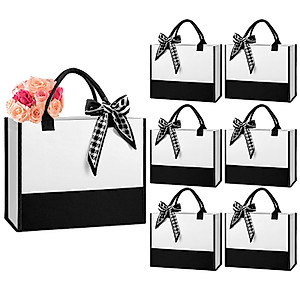 Reginary 6 Set Canvas Tote Bag for Women DIY Initial Beach Tote Bag with Handle Scarf Large Personalized Canvas Beach Bag Handbag for Mother Teacher Friends Bridesmaids Bride Wedding Birthday Gifts