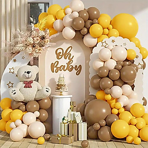 Orange Brown Nude Balloon Arch Kits - 134Pcs Orange Apricot Tan Latex Balloons Garland - Ideal for Neutral Baby Shower Gender Reveal Sunflower Bee Theme Birthday Party Decorations Supplies