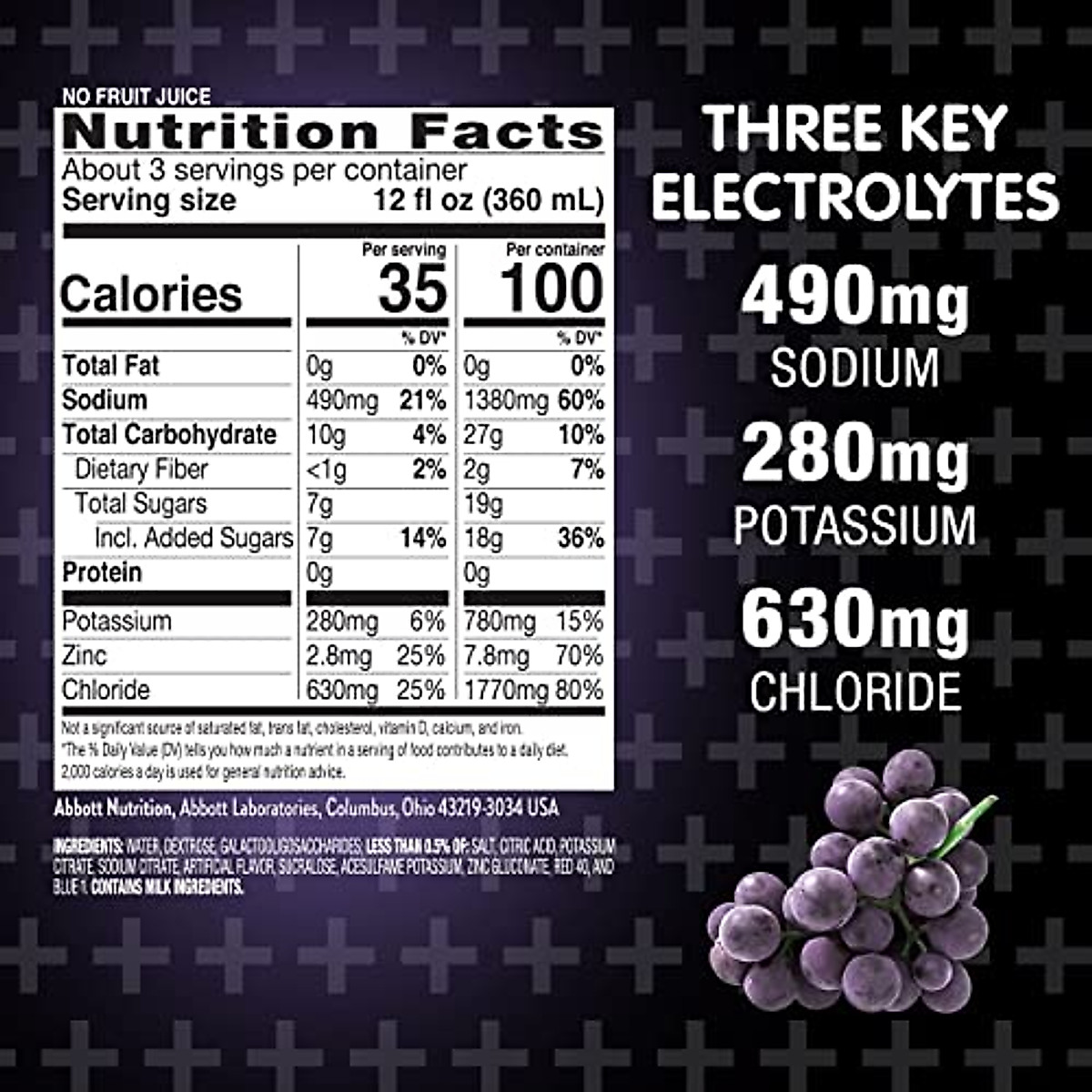 Pedialyte AdvancedCare Pedialyte AdvancedCare Plus Electrolyte Drink with 33% More Electrolytes and Has PreActiv Prebiotics, Iced Grape, 1 Liter, 4 Count