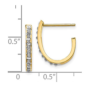 14k Yellow Gold Diamond Fascination Post J Hoop Earrings Fine Jewelry For Women Gifts For Her