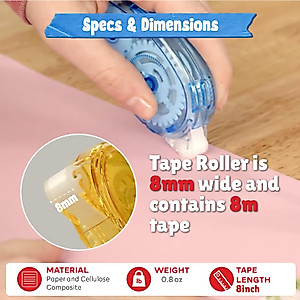Double Sided Tape Roller, Scrapbook Tape Dispenser Runner, Photo-Safe, Neater Than Glue Sticks, Photo Tape for Scrapbooking- Glue Tape for Home Office School Crafts & Arts Projects (4)
