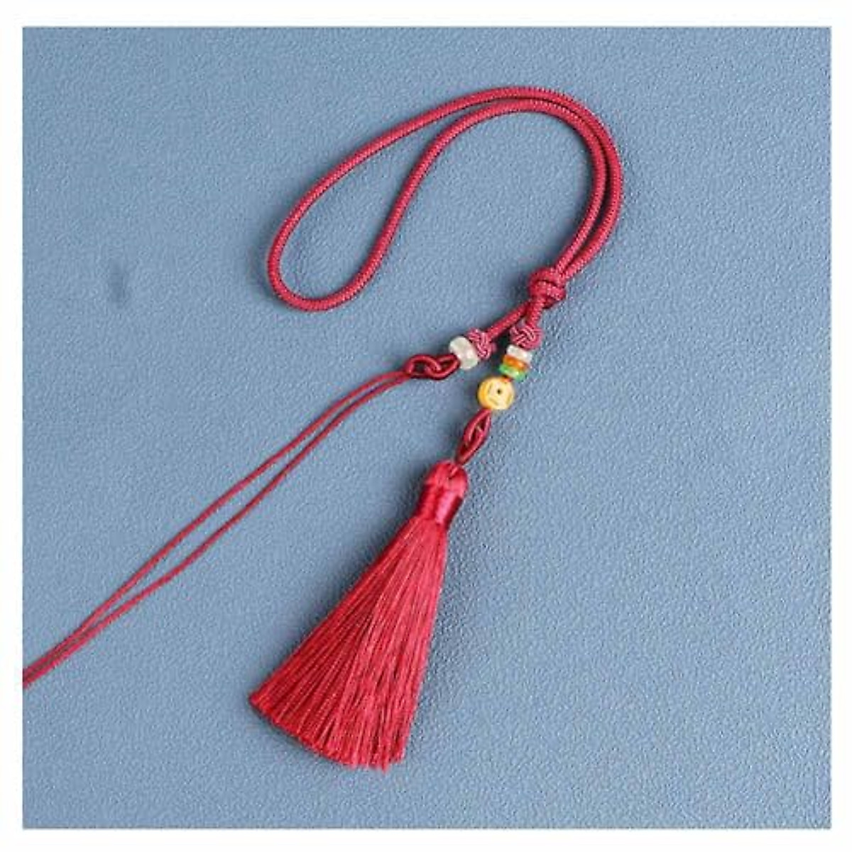 SHTGOI 5 pcs Chinese Tassel Pendant Silk Tassel Pendant with Jade and Beeswax Handmade Colorful Beads Tassels for Bookmarks Tassels Keychains Car Pendant Jujube Red