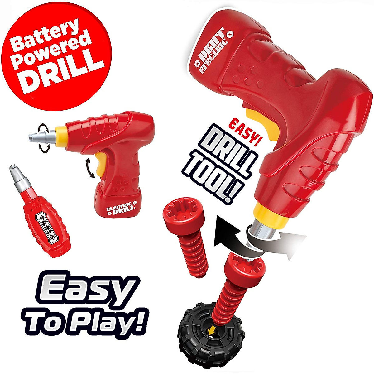 Liberty Imports Take Apart Toy Set, Build Your Own Vehicle with Drill, Sounds & Lights, Buildable STEM Learning Construction Kit for Toddlers, Kids, Boys (SWAT Truck)