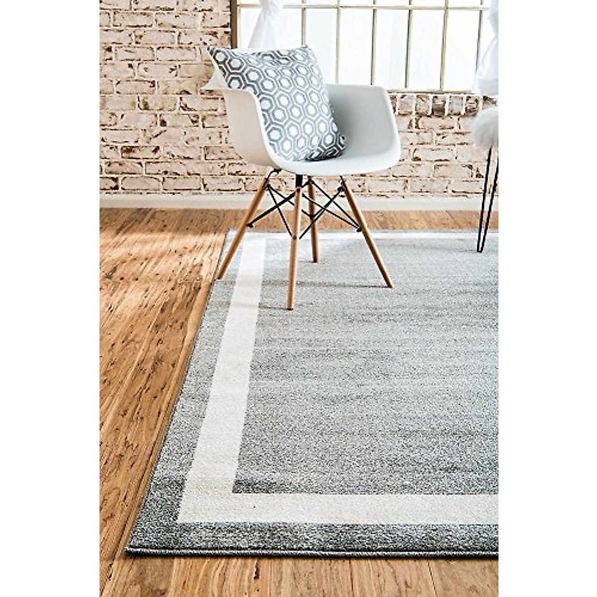 Unique Loom Del Mar Collection Area Rug-Transitional Inspired with Modern Contemporary Design, Rectangular 5' 0" x 8' 0", Gray/Ivory