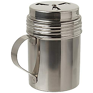 Tablecraft, 10 oz, Silver Stainless Steel Dry Rub Shaker with Handle, 10-Ounce