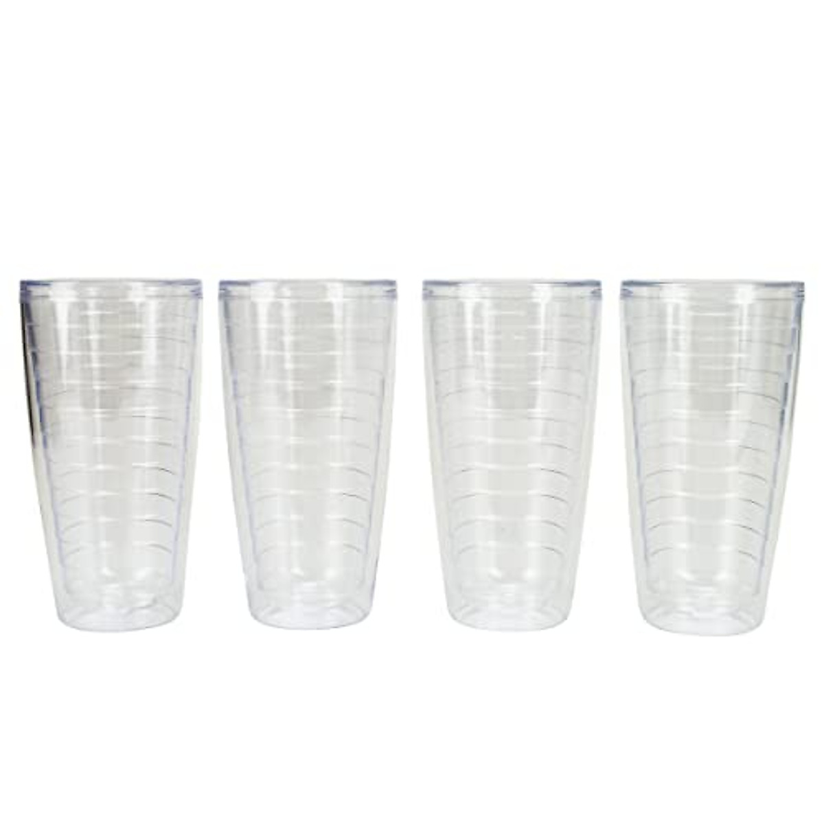 Boston Warehouse Insulated Plastic Tumblers, 24-Ounce, Set of 4, Clear Collection