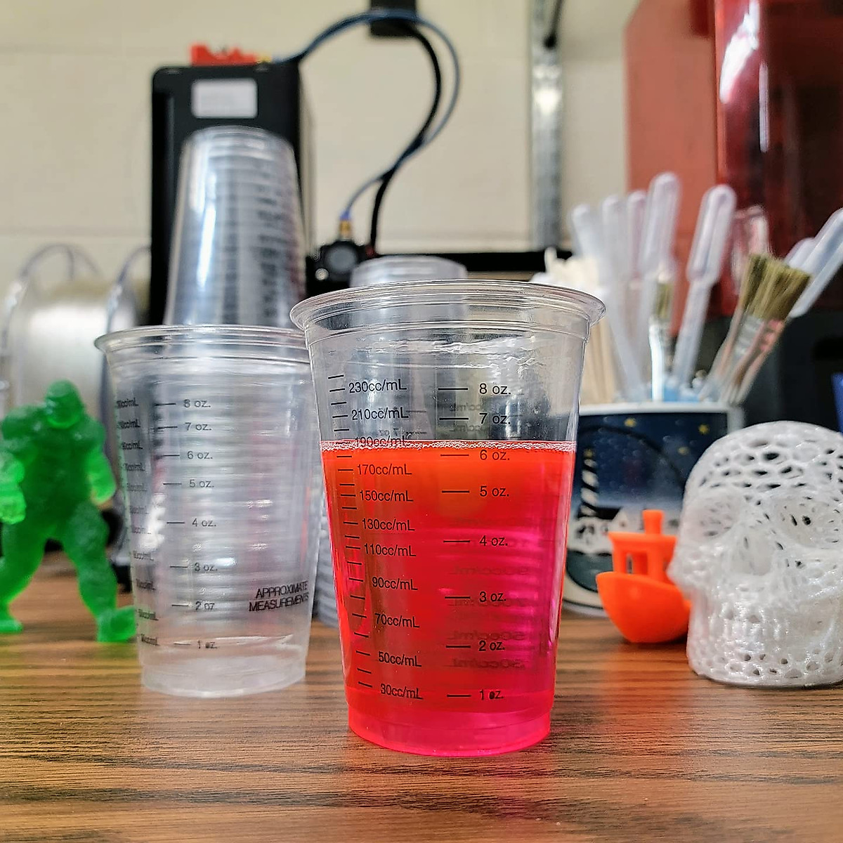 20 8oz Disposable Graduated Clear Plastic Cups for Mixing Paint, Stain, Epoxy, Resin