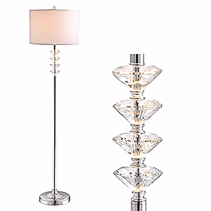 JONATHAN Y JYL1045A Mia 60.5" Crystal/Metal LED Floor Lamp Contemporary,Glam,Transitional for Bedrooms, Living Room, Office, Reading, Clear/Chrome