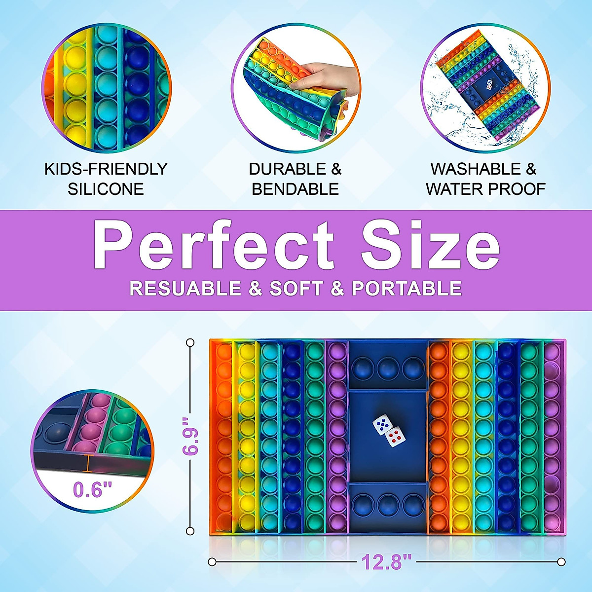 Pop Fidget Toys Pop It Games Rainbow Squishy Bubble Sensory Chess Board Game