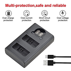 Batmax 2Packs LP-E5 Battery + LCD Dual USB Charger with Type C Port for Canon EOS Rebel XS, Rebel Xsi, Rebel T1i, 1000D, 500D, 450D, Kiss F, Kiss X2, Kiss X3