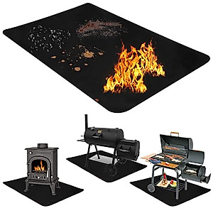 XL Under Grill Mat (60x40) Fireproof Waterproof Oilproof BBQ Grilling Mat for Outdoor/Indoor Smoker Cooking, Fire Pit, Pizza Oven Table, Fireplace, Camping, Barbeque | Protects Grass, Patio, Floors