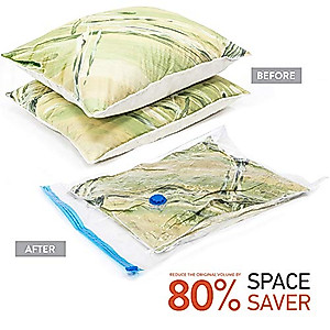 WonderWorker Press, 12 Vacuum Storage Bags, Nearly 80% More Compression Than Other Brands, Storage Bags for Bedding, Pillow, Blankets, Clothes etc.