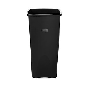 Rubbermaid Commercial Products Untouchable Square Trash/Garbage Can, 23-Gallon, Black, Wastebasket for Outdoor/Restaurant/School/Kitchen