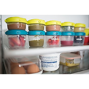 BEABA Clip Containers, Set of 6, 7 oz, Baby Food Storage Containers with Lid, Reusable Baby + Toddler Snack Containers, Freezer & Dishwasher Safe, Peacock