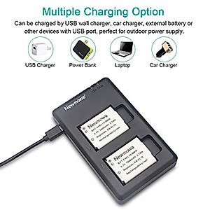 Newmowa EN-EL19 Battery(2-Pack) and Dual USB Charger Kit for Nikon Coolpix S32, S33,S100, S2800, S3100, S3200, S3300, S3500, S3600, S3700, S4100, S4200, S4300, S5200, S5300, S6500, S6800, S7000