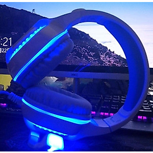 SVYHUOK Wired Gaming Headset for PS4, Over-Ear PC Headphones As Gifts for Kids Teens, Gamer Headset with Mic LED Light 3D Bass Surround Sound, Memory Foam Earpad for Mac, Laptop