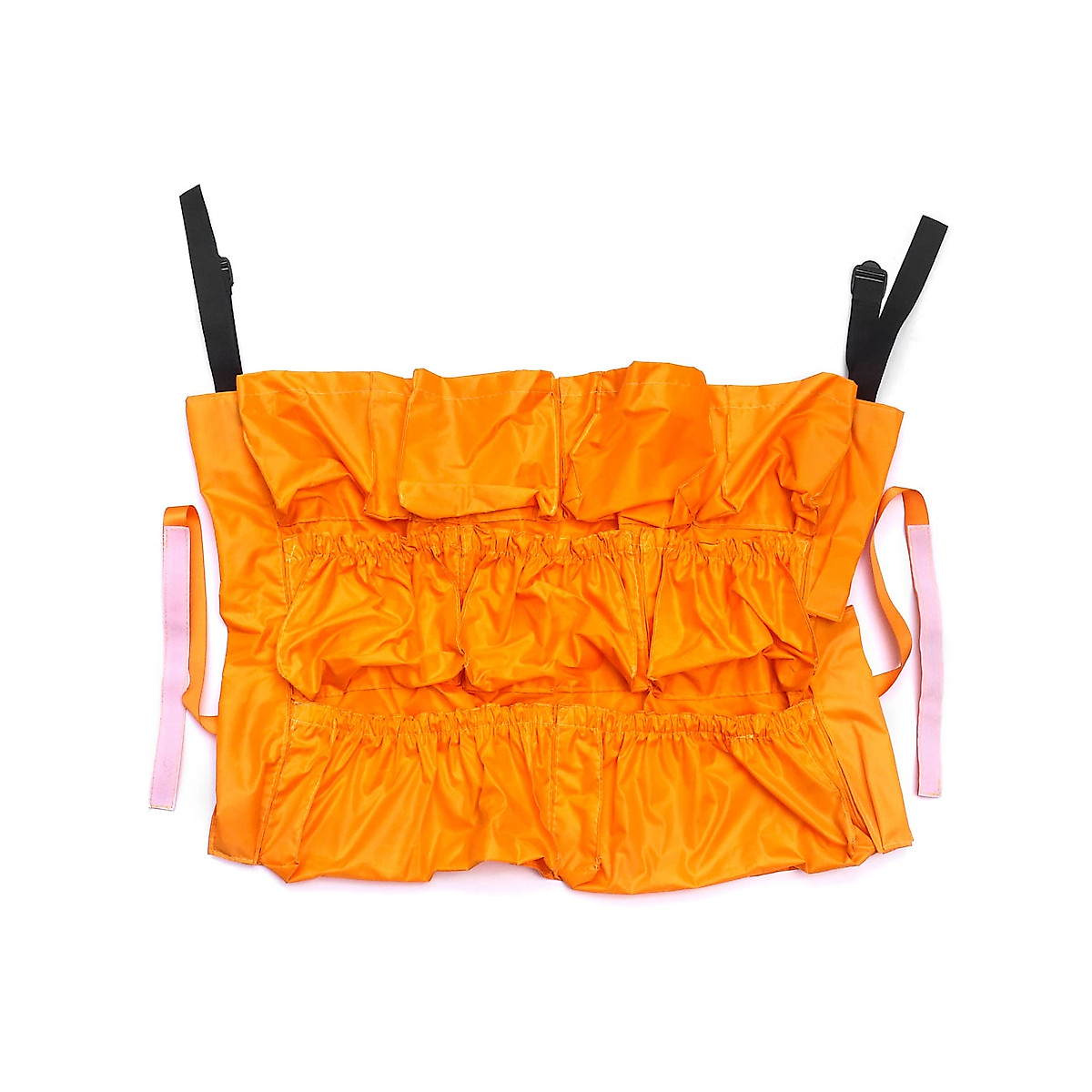 QWORK Trash Can Caddy Bag, 10 Pockets Commercial Cleaning Caddy Bag, Fit 32-50 Gallon Can, Round Trash Bag Holder, Garbage Bin Caddy Organizer, Yellow