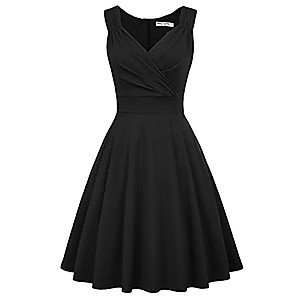 GRACE KARIN Wrap Elegant Cocktail Dress for Women Semi Formal Dress Homecoming Dress Black S