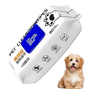 Dog Ear Wipes, Moisturizing Cat Wet Wipes, Pet Cleaning Pads, Natural Grooming Kit, Dog Cat Ear Cleaner, Eye Cleaner For Pets, Puppy Cat Grooming Supplies, 80X Pet Wipes, Gentle Pet Cleaning Wipes
