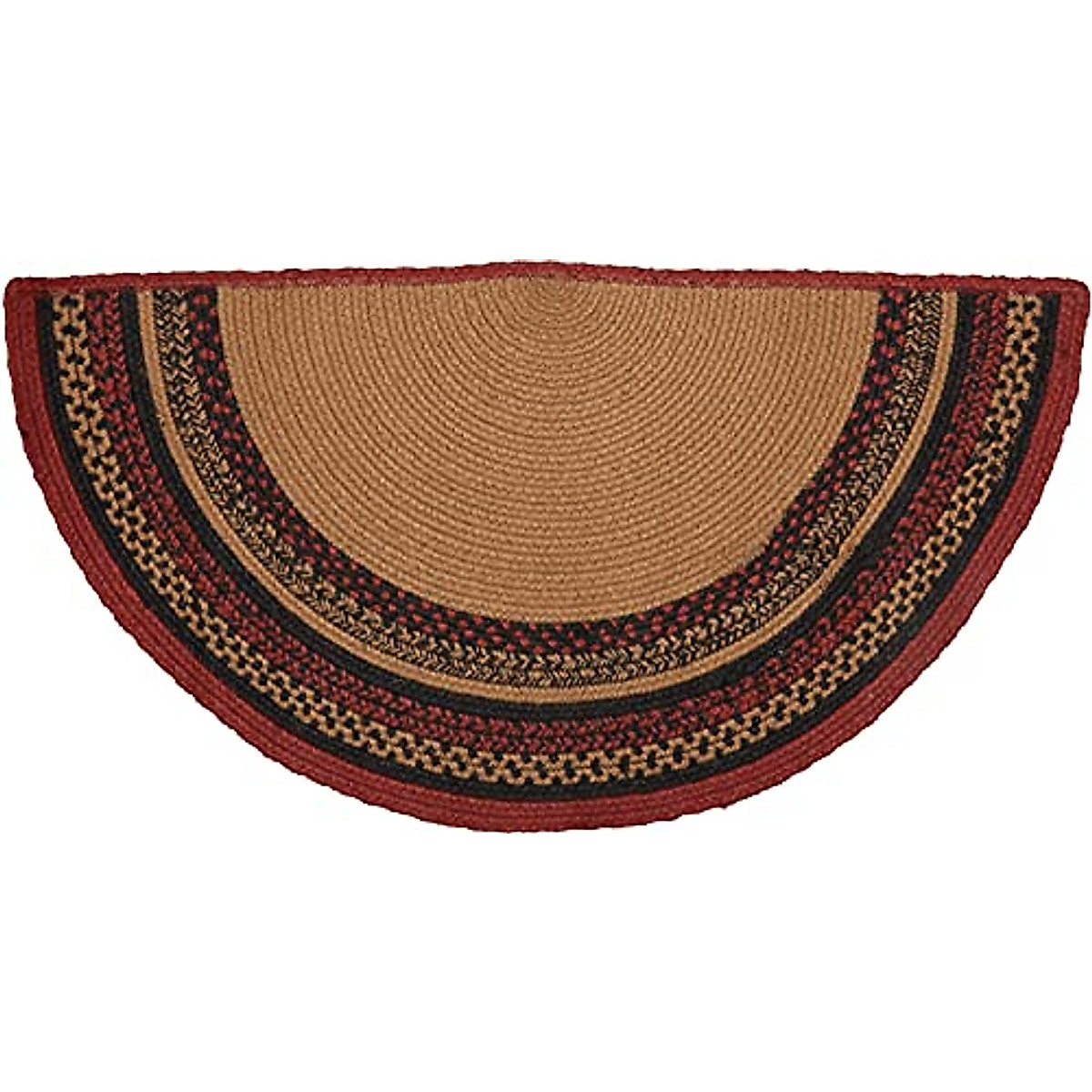 VHC Brands Cumberland Rustic Kitchen Rug, Cozy Natural & Dyed Jute Moose Pattern Tan Entryway Doormat Half Circle 16.5x33