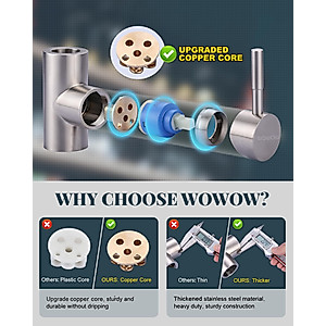 WOWOW Kitchen Faucet with Sprayer, Kitchen Sink Faucet, SUS 304 Stainless Steel, High Arc Single Handle Brushed Nickel Kitchen Faucets with Pull Down Sprayer, Pull Out Kitchen Faucet with Deck Plate