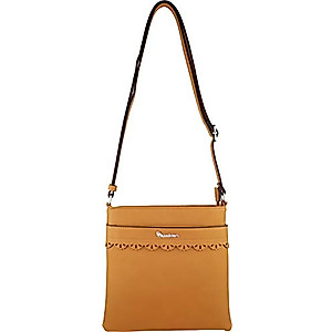 B BRENTANO Vegan Medium Crossbody Handbag Purse (Mustard - S)