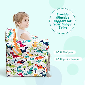 Costzon Kids Couch, Double Seat Children's Sofa w/Dinosaur Pattern, Comfortable Back, Easy to Move, Toddler Armrest Chair for Bedroom, Living Room, Soft Kids Sofa for Preschool Baby Boys Girls Gifts