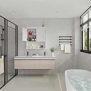 Bathroom Wall Cabinet, Toilet Storage Cabinet with Adjustable Shelf, above Toilet Storage Cabinet, Bathroom Cabinet Wall Mount, Hanging Medicine Cabinet for Entrances, Kitchen, Living Room,White