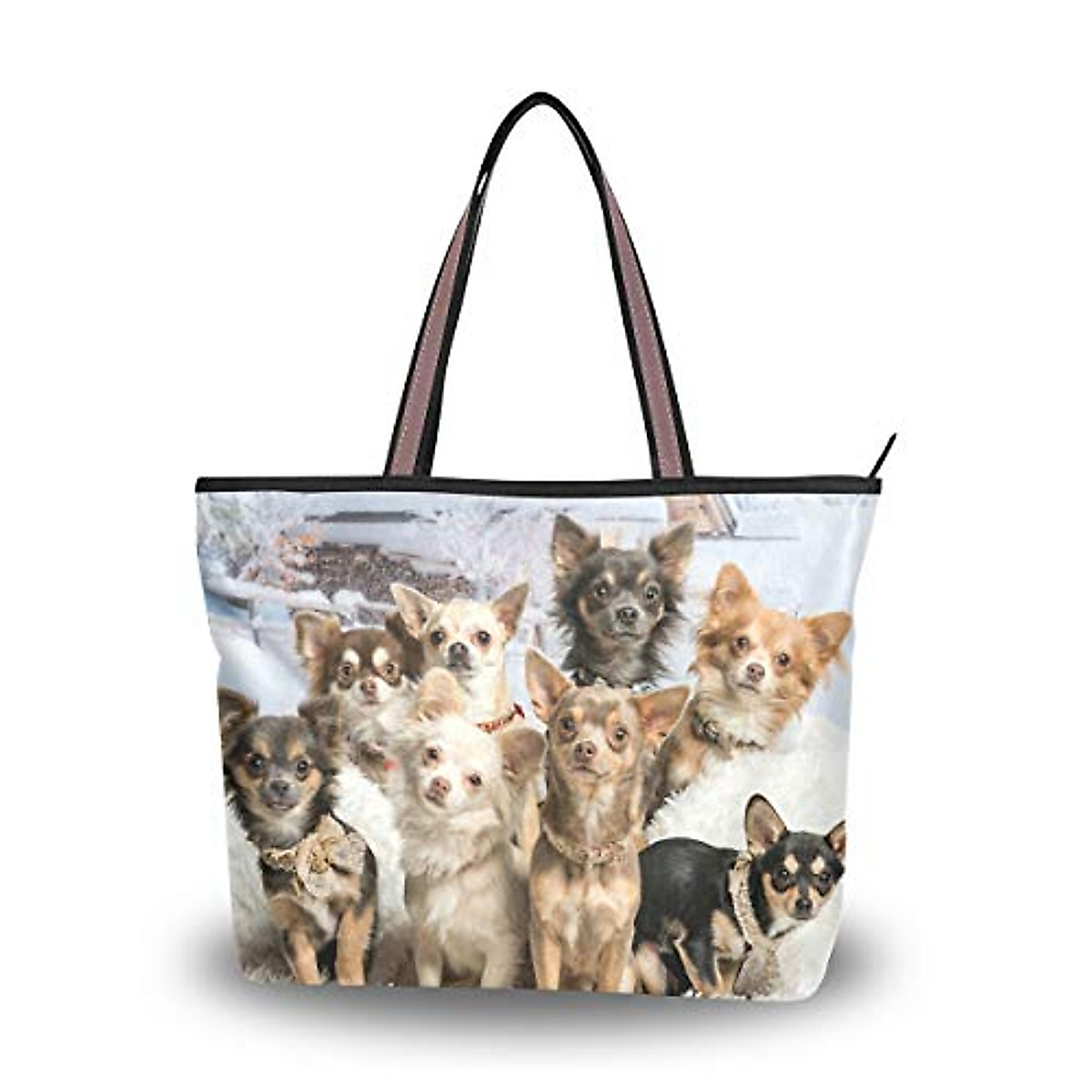 My Daily Women Tote Shoulder Bag Cute Chihuahuas Dog Handbag Large