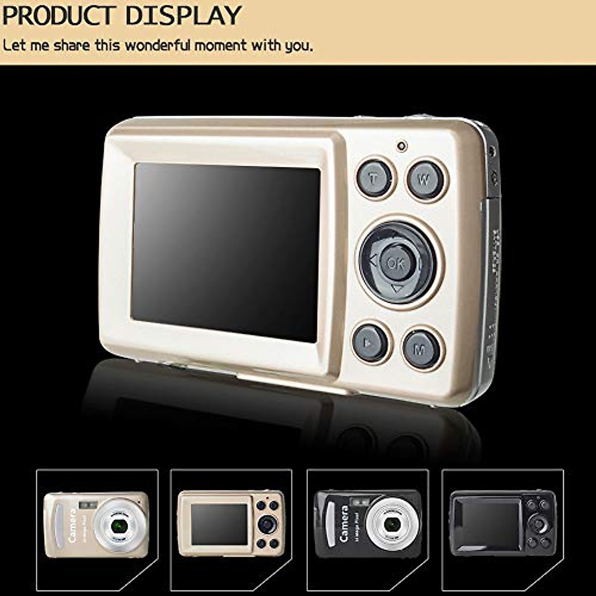 Portable Digital Camera, 16MP Zoom Recording Compact Camera Pocket Camera with 2.4 Inch Display Point and Shoot Camera for Kids, Beginners(Black)