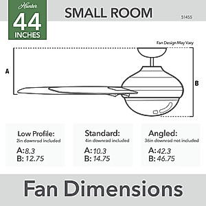 Hunter Fan Company 51455 Zeal Ceiling Fan, 44, Black