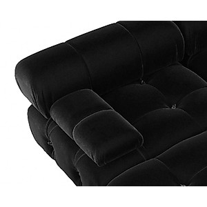 WJShome Modular Sectional Couch with Ottoman, 103.95 inch Convertible Sofa with Reversible Chaise, Velvet L Shaped Minimalist Couch for Living Room, Modern Large Free Combination Sofa, Black