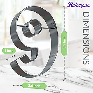 Bakerpan Stainless Steel Number 9 Cookie Cutter, Cookie Cutter Number Nine Shapes, 3 1/2 Inch - Set of 2