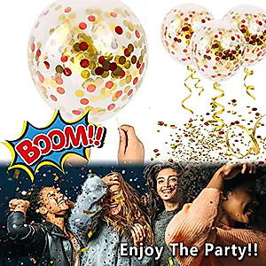 Red Gold Balloon Garland Arch Kit -100pcs 18Inch 12Inch 10Inch 5Inch with Red Metallic Chrome Gold and Red Gold Confetti Balloons for Christmas Holiday Candy Theme Xmas Birthday Decorations