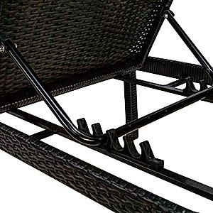 Outdoor Patio Chaise Lounges Chairs Furniture Adjustable Wicker Couch Bed Blue Thick Cushion.