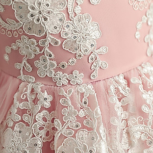 NNJXD Flower Girl Baby Lace Princess Party Pageant Gown Tutu Wedding Dress 790 Pink Size(90) 12-18 Months