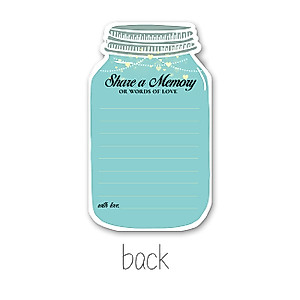 Cute Share a Memory Cards Cards 50 Set Mason Jar Shaped Party Supplies Favors for Celebration of Life Birthday Showers Birthdays, Double-Sided 5 x 7