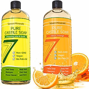 Seven Minerals EWG Verified Unscented Castile Soap & Sweet Orange Castile Soap