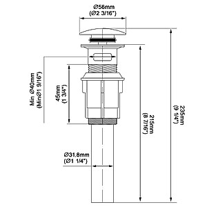 Pop Up Bathroom Sink Drain - Bathroom Sink Stopper with Overflow for Faucet Vessel, Push Type Bathroom Sink Vanity Assembly with Strainer, Brushed Nickel