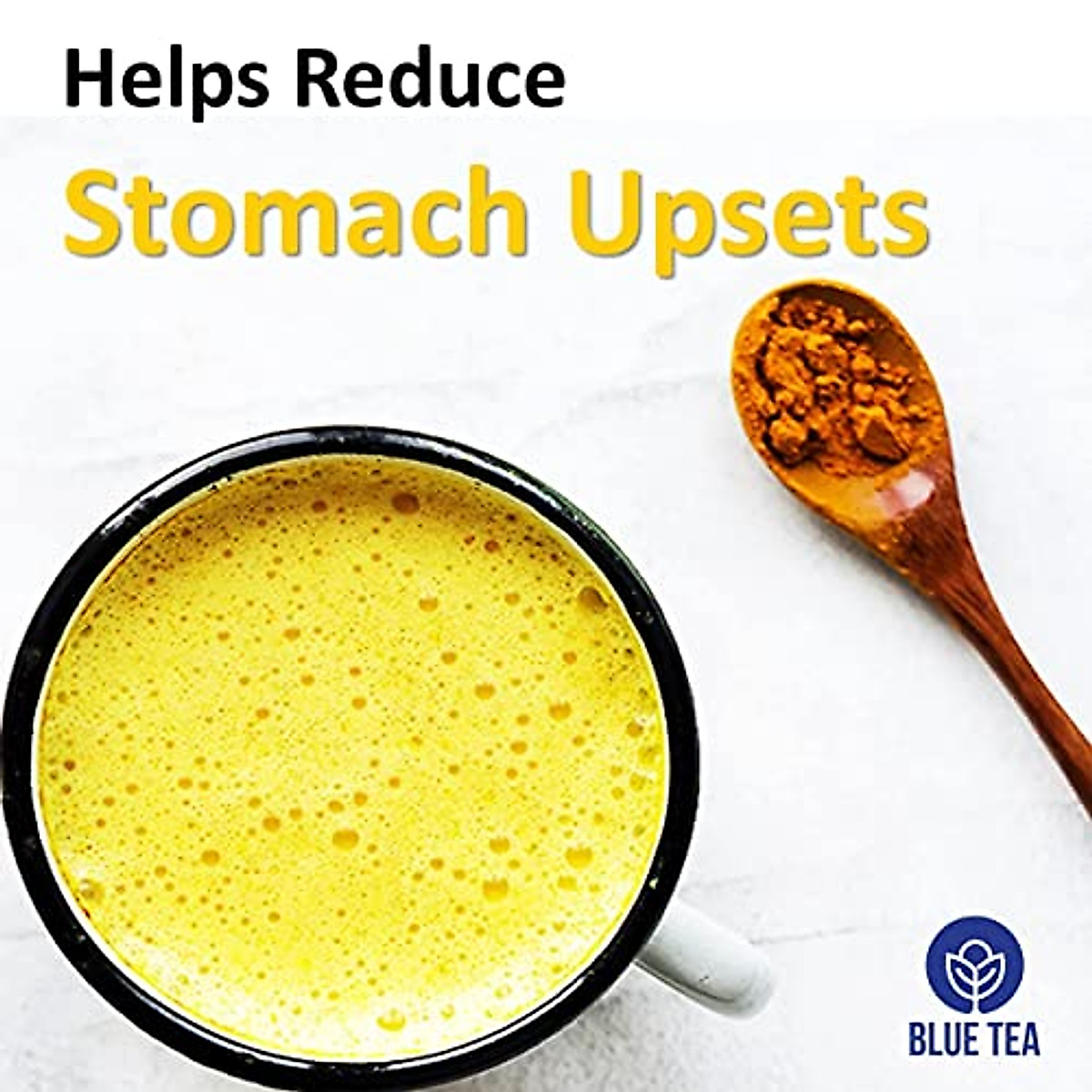 BLUE TEA - Turmeric Ashwagandha Tea - 30 Plant Based Tea Bags | PRIME SAVING DAY | AYURVEDIC BLEND | Turmeric Tea - High in Curcumin - CAFFEINE FREE | Non-GMO - Vegan - Gluten Free | Reusable Tin Pack