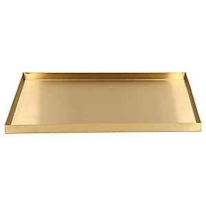 11.9x8.0 in Gold Rectangle Storage Tray Stainless Steel Tea Fruit Trays Desktop Cosmetics Perfume Jewelry Organizer Serving Tray for Home Living Room, Kitchen, Bathroom, Hotel