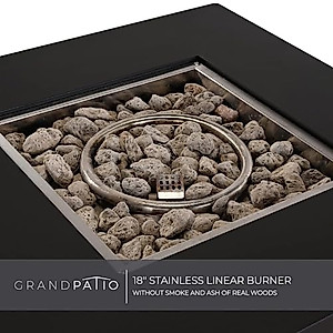 Grand Patio Outdoor Gas Fire Pit Table 28-Inch Square Propane Gas Fire Pit CSA Safety Approved 50000BTU with Steel Tabletop, Removable Lid, and Lava Rock for Garden, Backyard, and Deck Parties